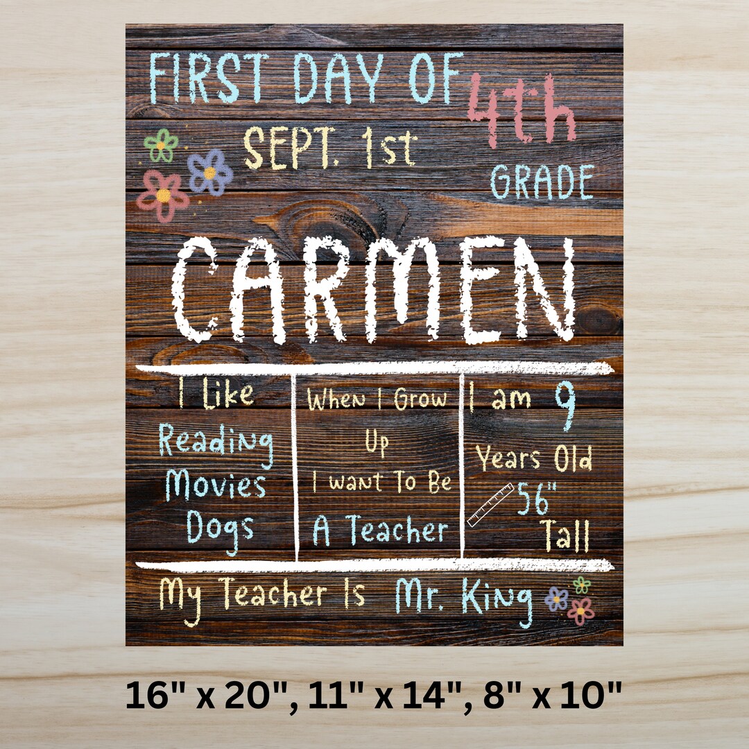 Barnwood Rustic First Day of School Sign, Editable Three Sizes ...