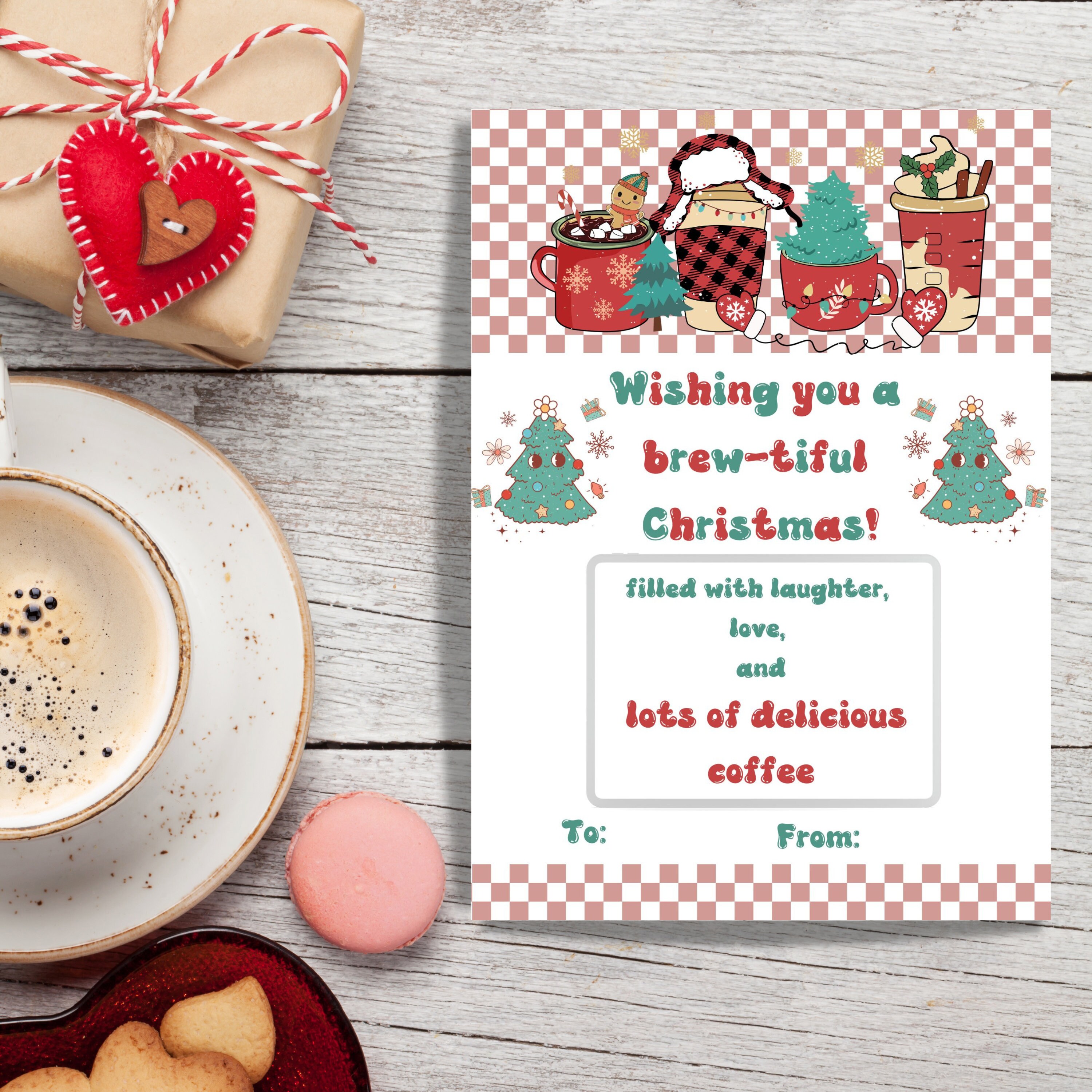 Printable Retro Christmas Coffee Gift Card Holder, Holiday Gift Card ...