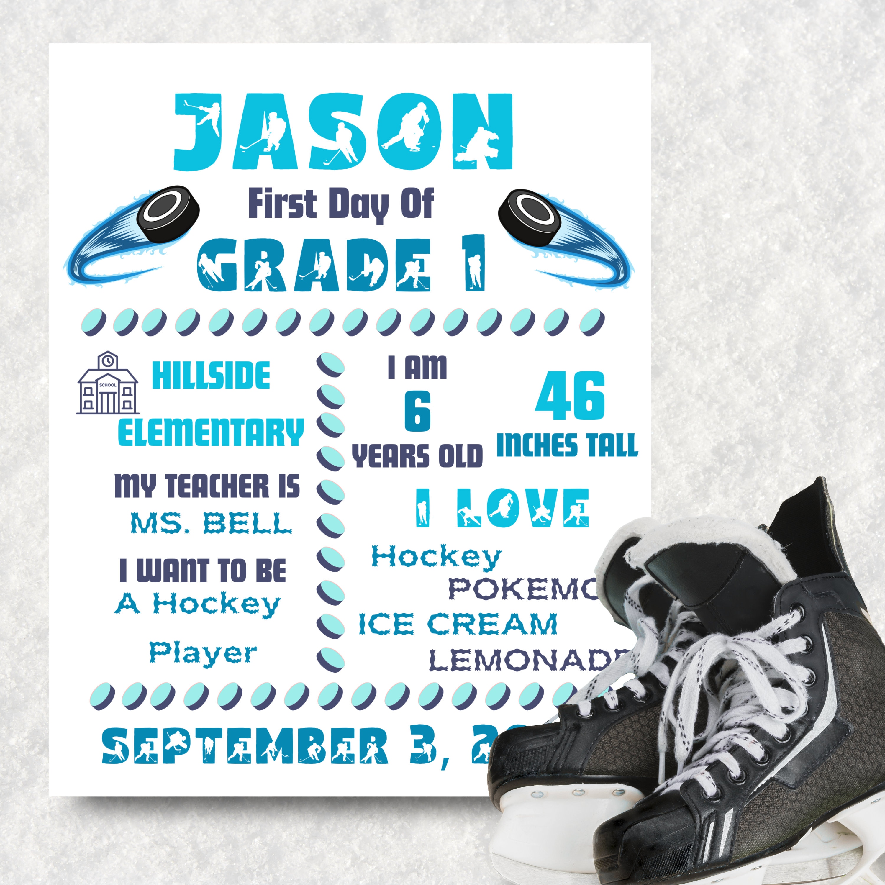 Editable Hockey First Day of School Printable Back to School Sign ...