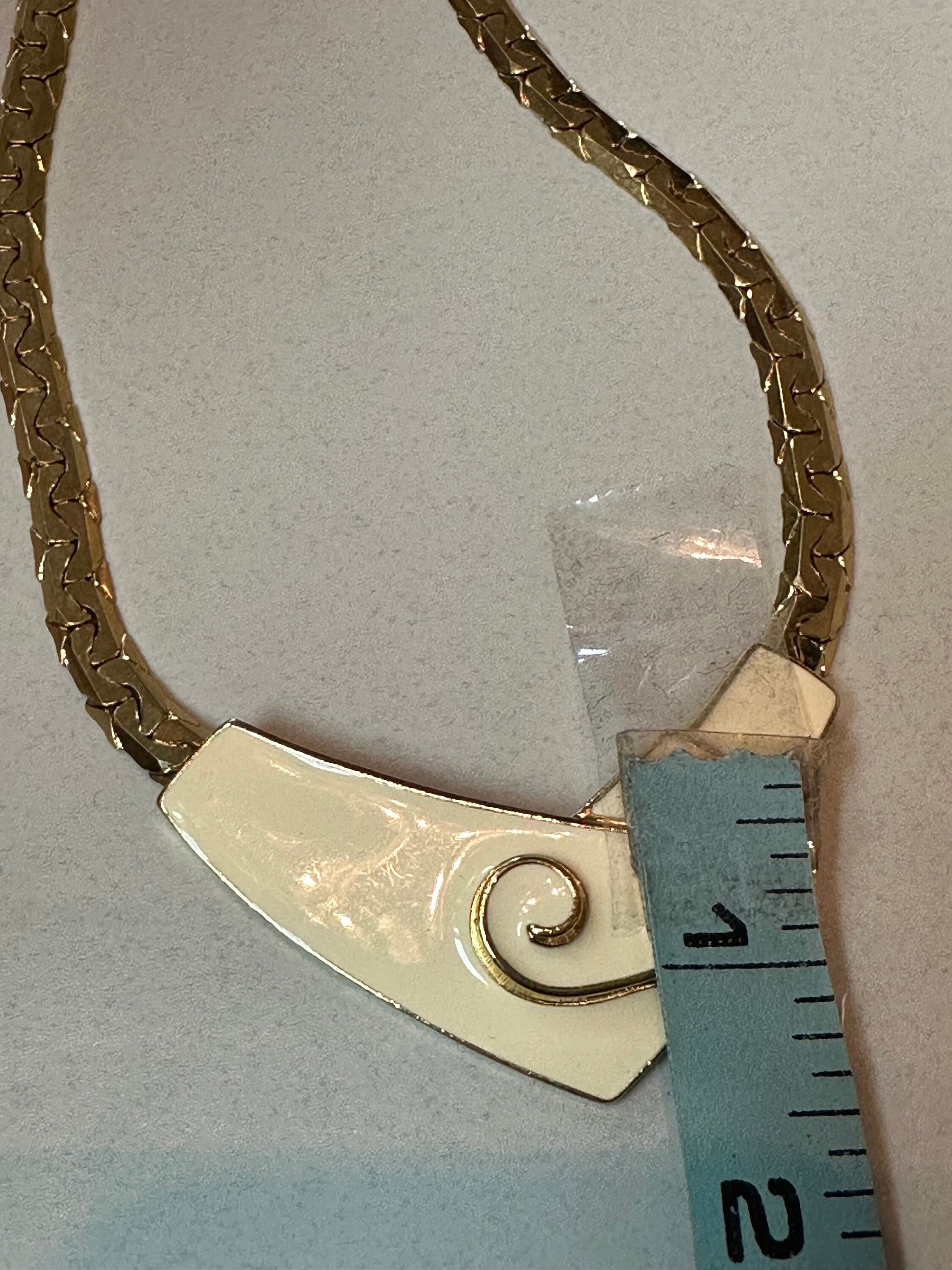 Vintage Trifari Snake Link Chain Gold-tone Ivory Necklace Mid Century ...