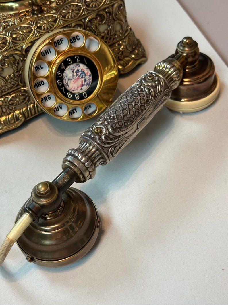1940s Brass Metal Victorian Style Rotary Corded Telephone Heavy - Etsy