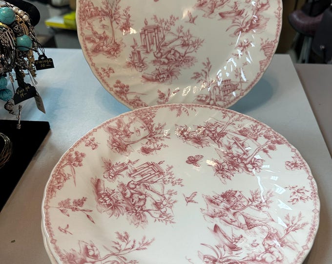 Set of Four Queens Chelsea Toile Pink 10 Inch Dinner Plates - Etsy