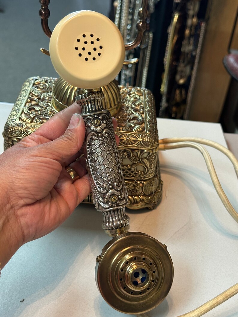 1940s Brass Metal Victorian Style Rotary Corded Telephone Heavy - Etsy