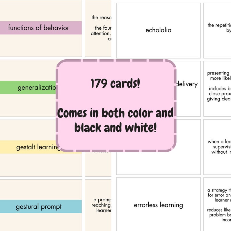 ABA Study Flashcards - Study Material for Rbts - Etsy