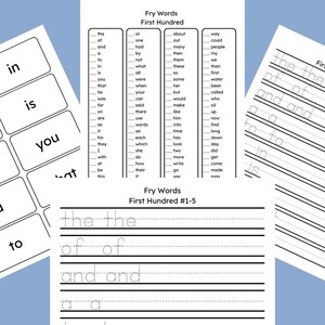 Fry Words Bundle - Checklist, Flashcards, & Tracing Worksheets - Etsy