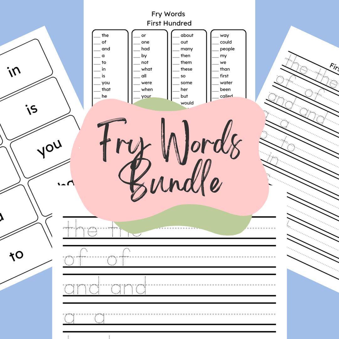 Fry Words Bundle - Checklist, Flashcards, & Tracing Worksheets - Etsy