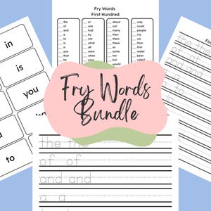 Fry Words Bundle - Checklist, Flashcards, & Tracing Worksheets - Etsy