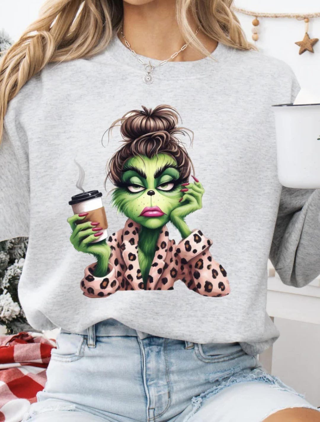 Tired Coffee Girl Grinch T-shirt. - Etsy