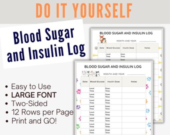 Insulin Injection Log Printable for Diabetics, Glucose Tracker ...