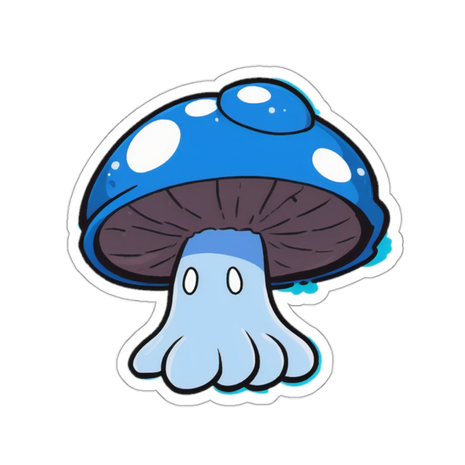 Cute Kawaii Blue Inky Mushroom Vinyl Sticker - Etsy