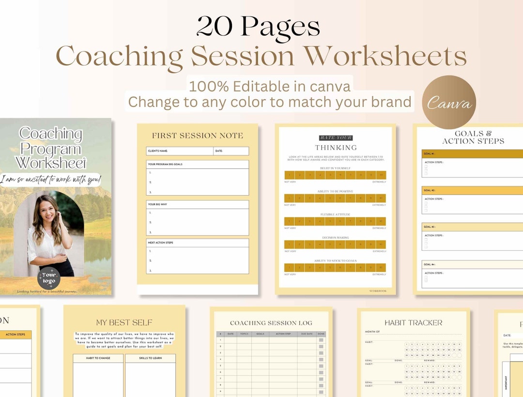 Coaching Session Worksheet Canva Templates, Coaching Canva Templates ...