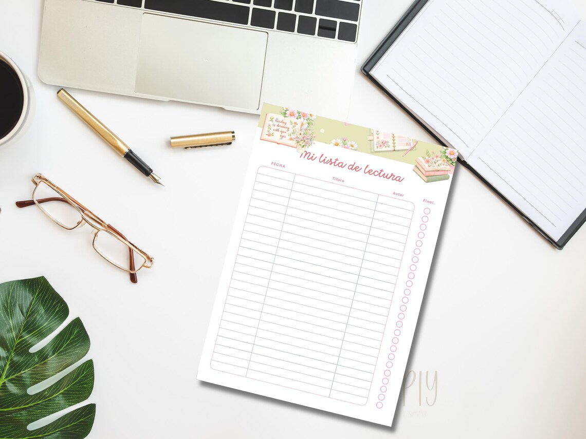 Lista De Lectura Imprimible PDF, Tracker De Libros Floral, Reading Log ...