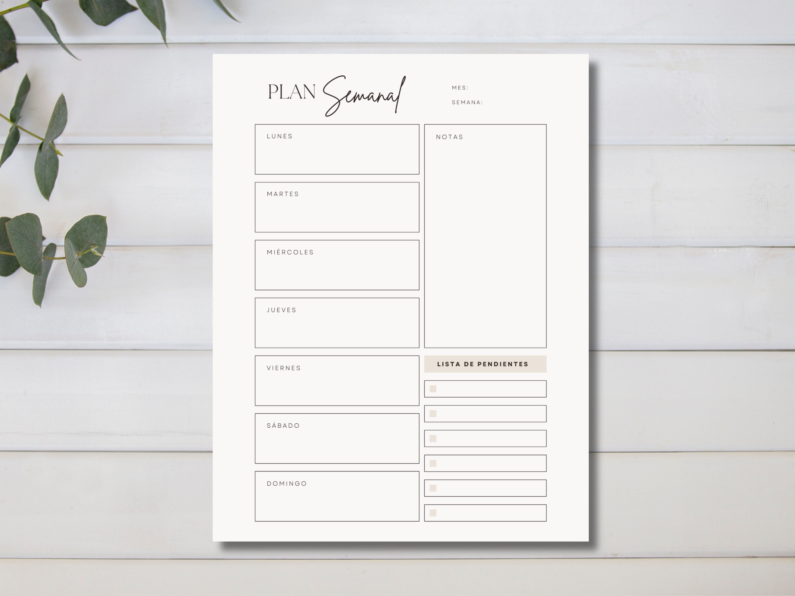 Planificador Semanal En Español, Plan Semanal Imprimible, Weekly ...