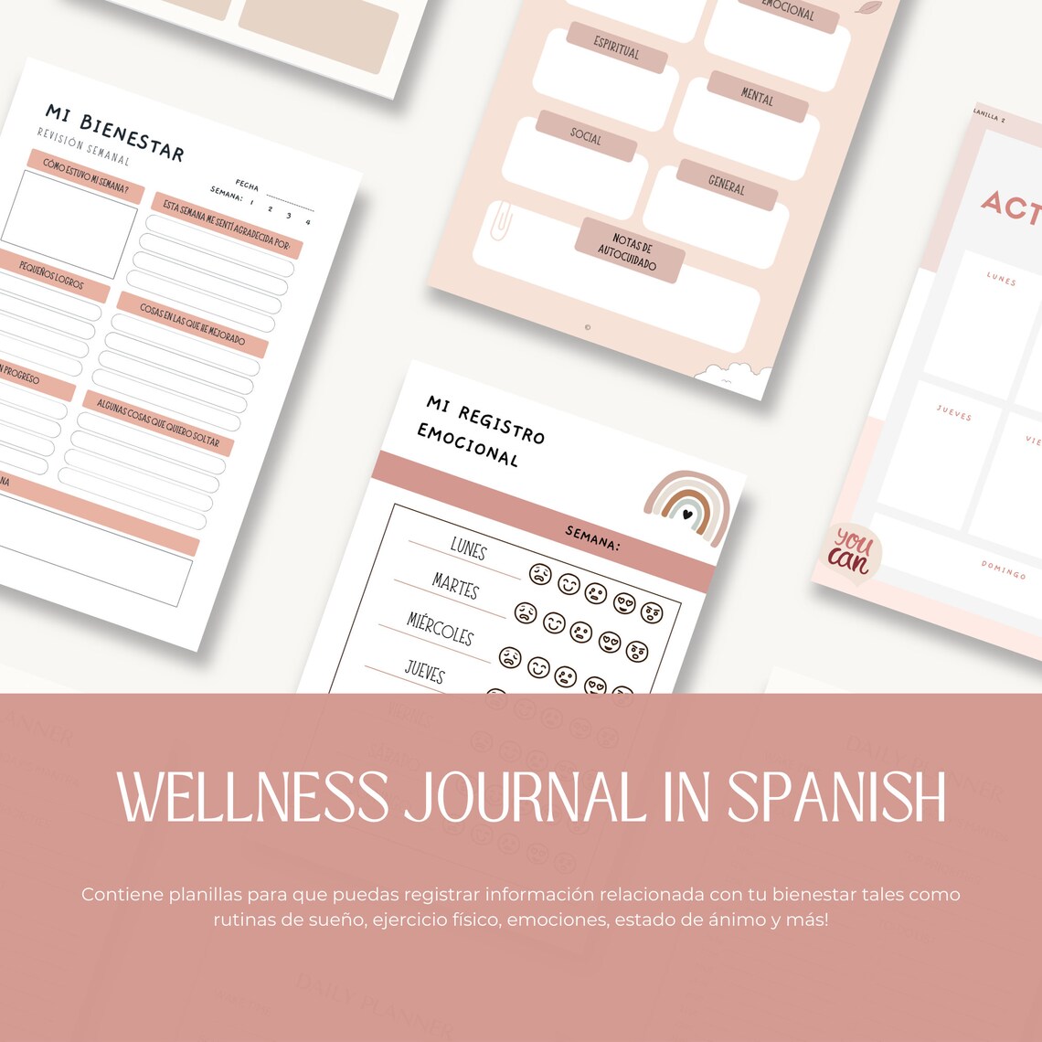 Wellness Journal in Spanish | Printable | Digital Journal | Self-care ...