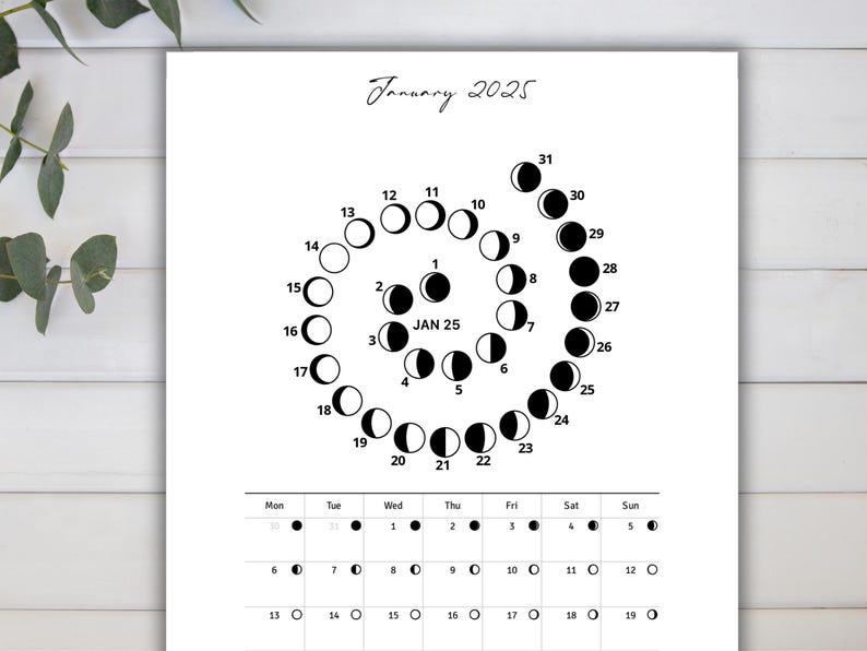 2025 Moon Phases Calendar Printable - Lunar Cycle Tracker PDF - Monthly Moon Calendar A5 - Lunar ...