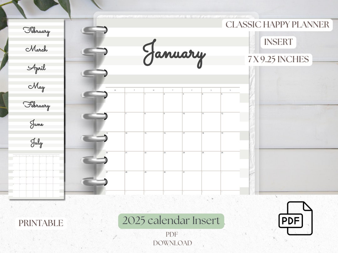 Happy Planner Inserts, Planner Accesories, 2025 Calendar, Classic Happy ...