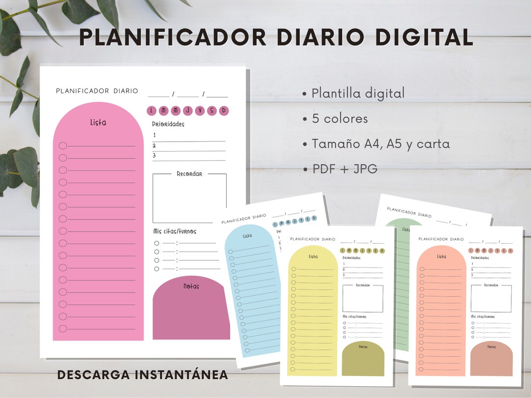 Spanish Printable Daily Planner PDF, Minimal Productivity Planner ...