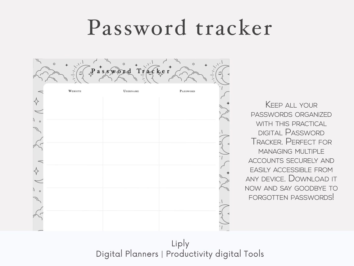 Password Tracker | Password Printable | Instant Download Pdf | Pdf Printable | Password Journal ...