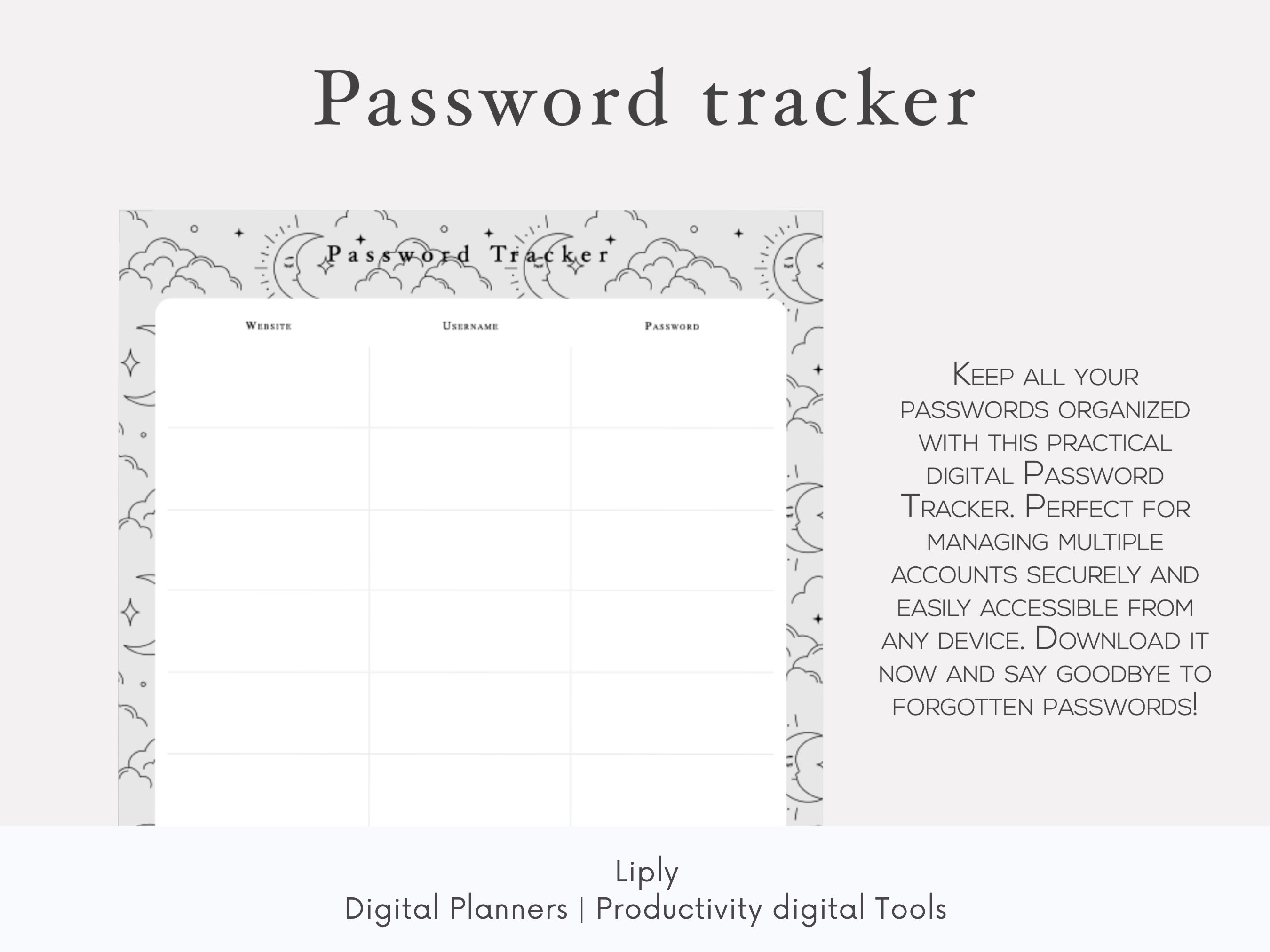 Password Tracker | Password Printable | Instant Download Pdf | Pdf ...