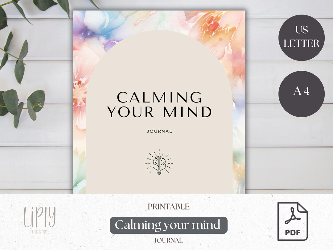Calming Your Mind Journal, Printable Mental Health Workbook, Self-care ...