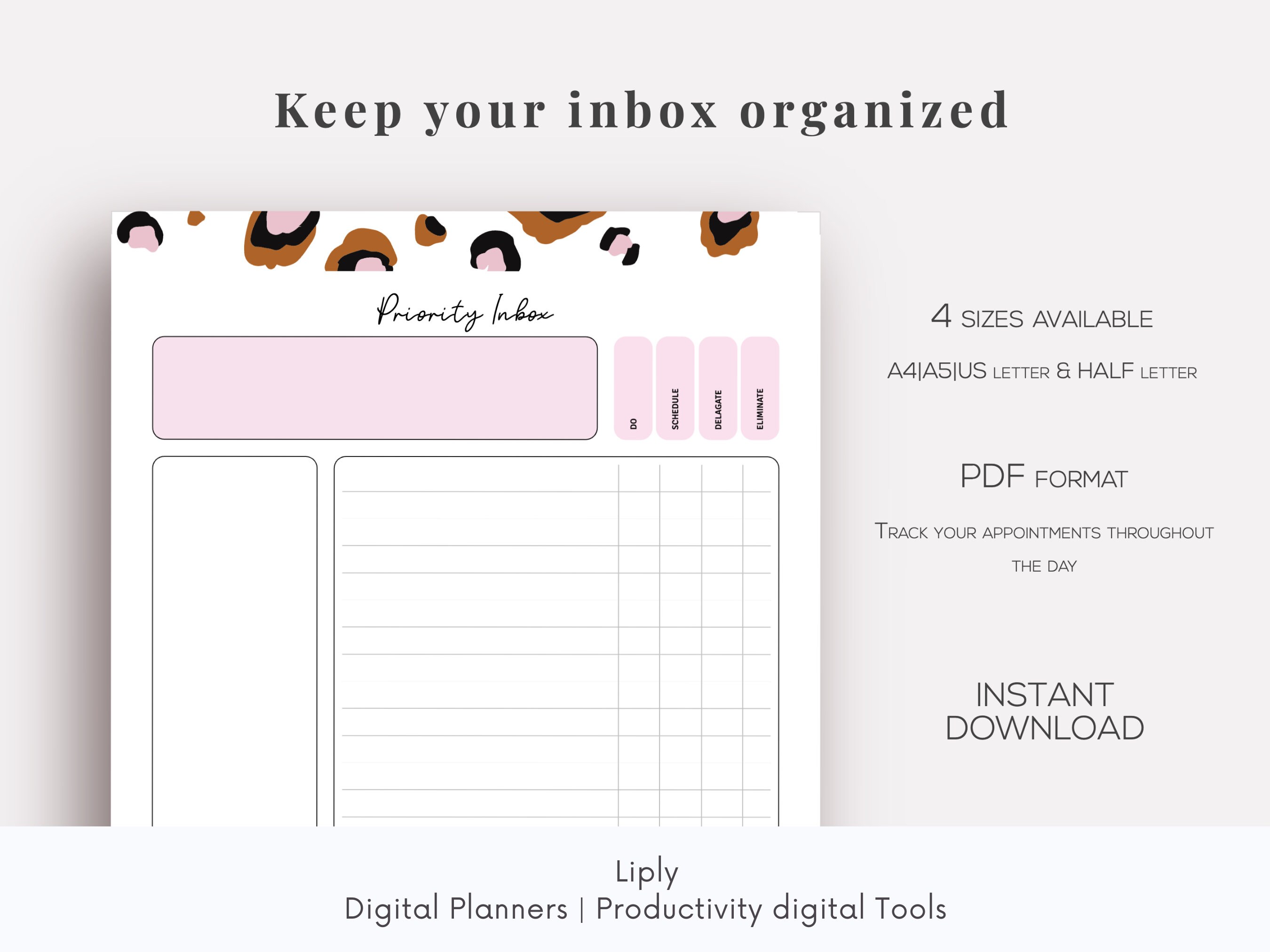 Printable Inbox Tracker - Planner Inserts - Tracker Template - Inbox ...
