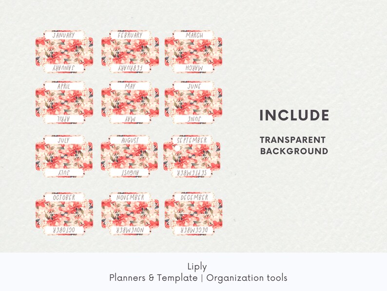 Montly Planner Tabs Printable, Monthly Floral Planner Tabs, Printable ...