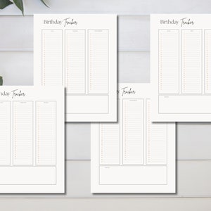 Birthday Tracker Printable: Minimalist Birthday Calendar (PDF) - Etsy