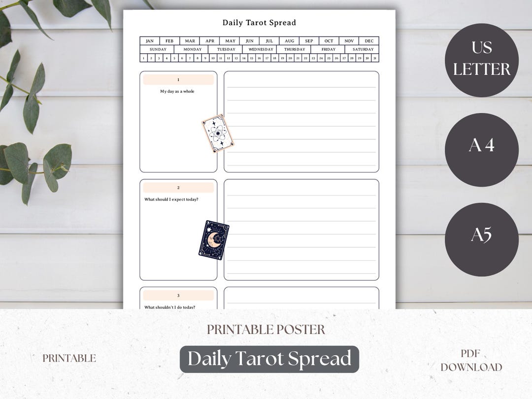 Daily Tarot Spread Sheet: Printable Card Reading Log (PDF) - Etsy