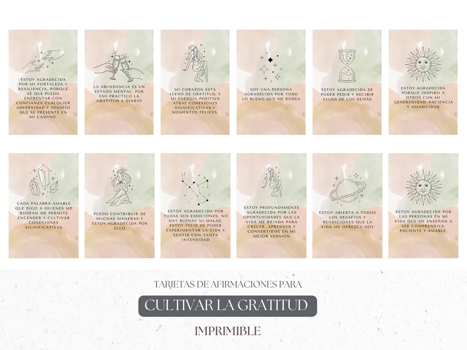 Spanish Gratitude Affirmation Cards: 20 Printable Cards (PNG, A4) - Etsy
