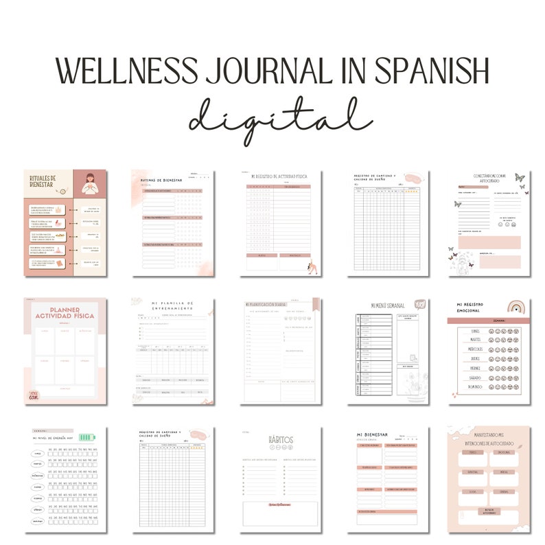 Wellness Journal in Spanish | Printable | Digital Journal | Self-care ...