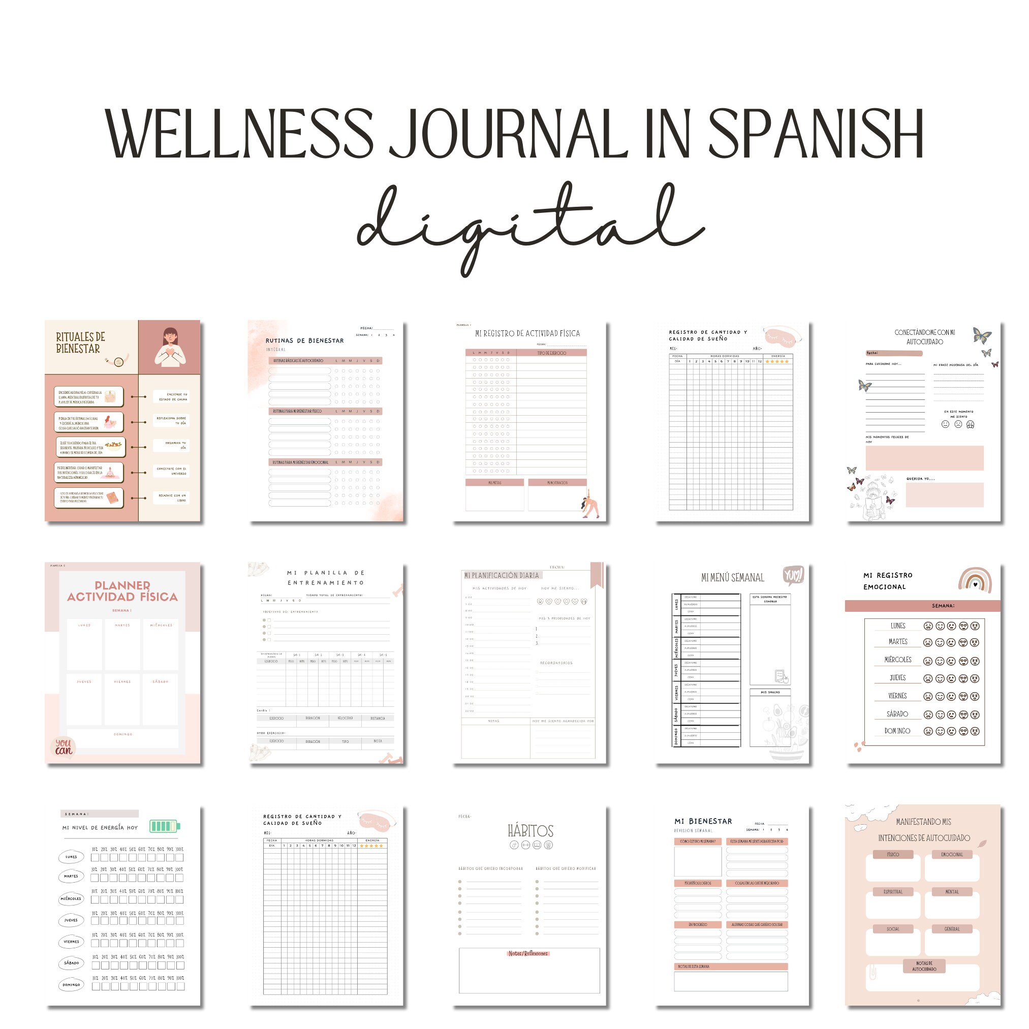 Wellness Journal in Spanish | Printable | Digital Journal | Self-care ...