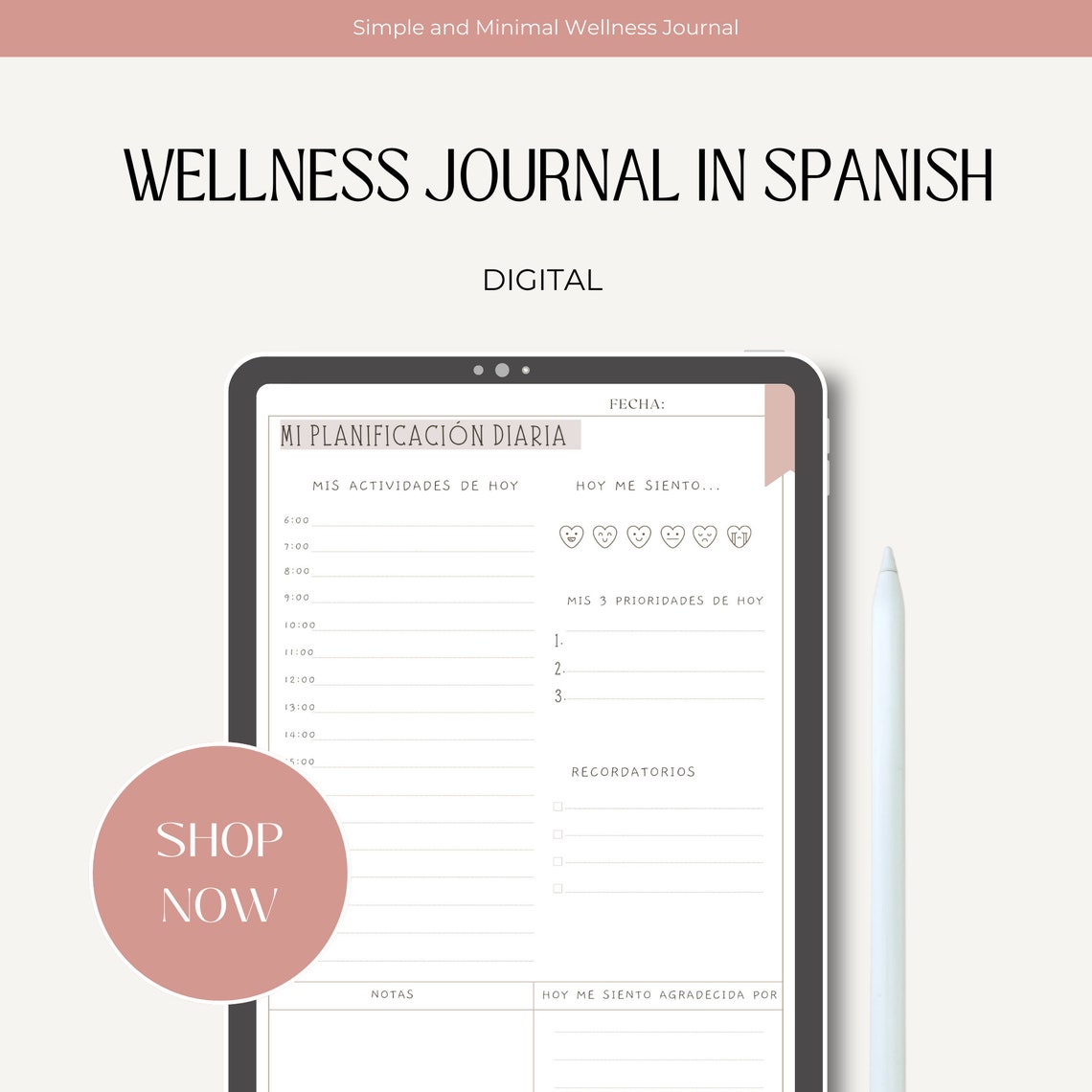 Wellness Journal in Spanish | Printable | Digital Journal | Self-care ...