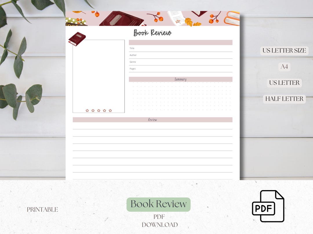 Printable Book Review Template – Reading Log & Book Tracker - Printable ...