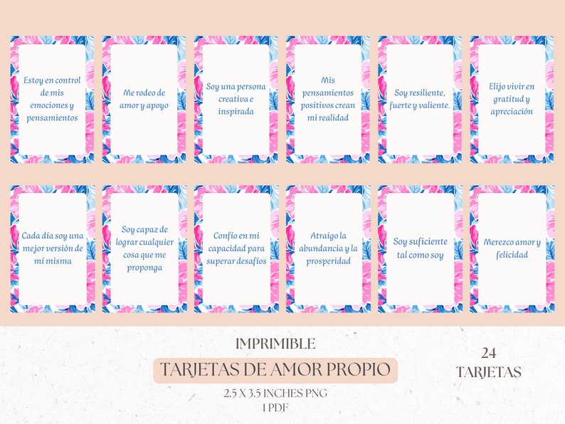Tarjetas De Amor Propio En Español, Tarjeta De Afirmaciones Positivas ...