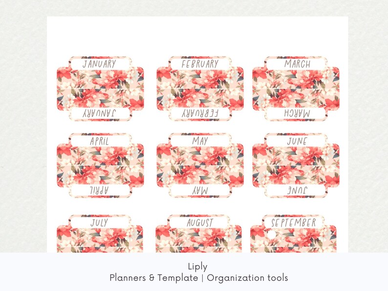 Montly Planner Tabs Printable, Monthly Floral Planner Tabs, Printable ...