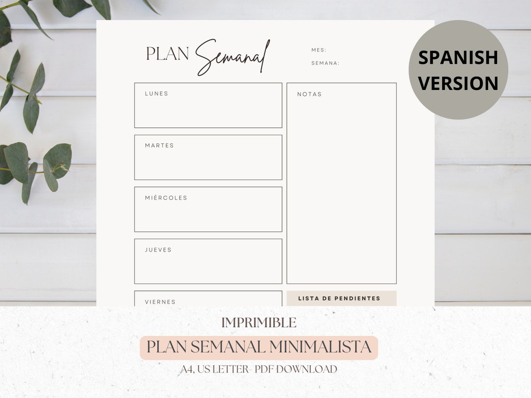 Planificador Semanal En Español, Plan Semanal Imprimible, Weekly ...