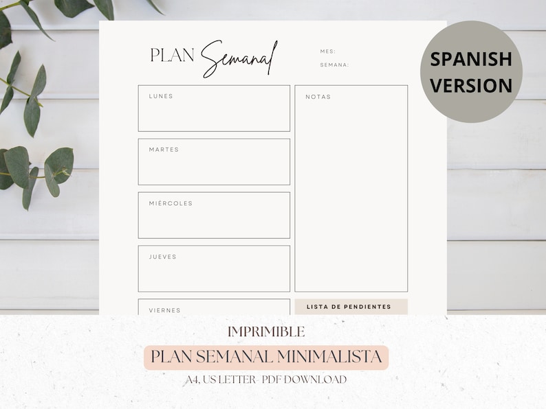 Planificador Semanal En Español, Plan Semanal Imprimible, Weekly ...