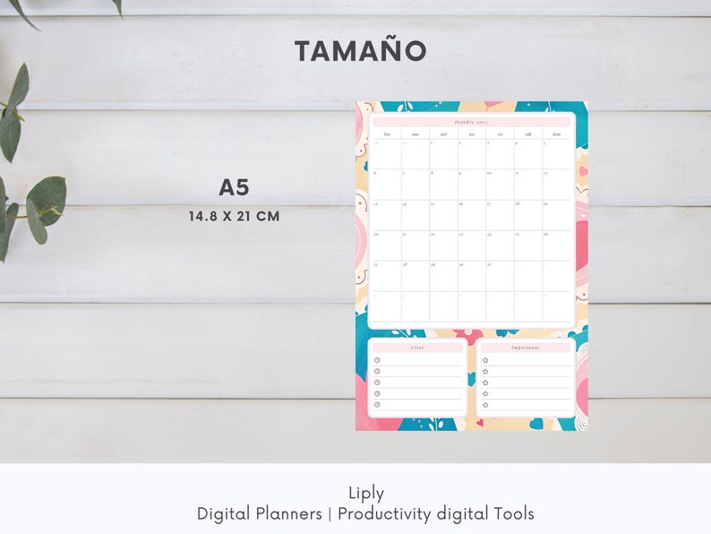 Calendario 2025 Imprimible A5 | Diseño Colorido | Planificador Mensual ...