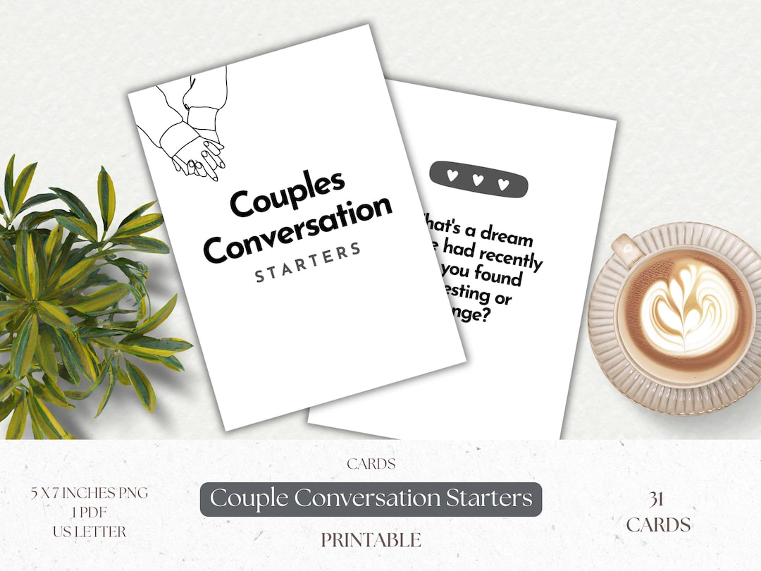 Printable Couples Conversation Starters, 31 Relationship Card Prompts ...