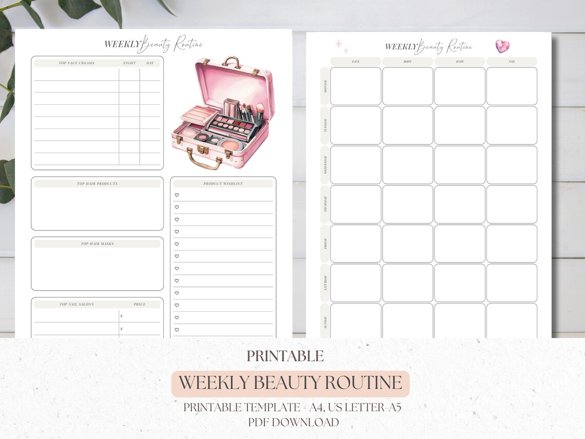 Printable Weekly Beauty Routine Planner | Skincare & Beauty Tracker ...