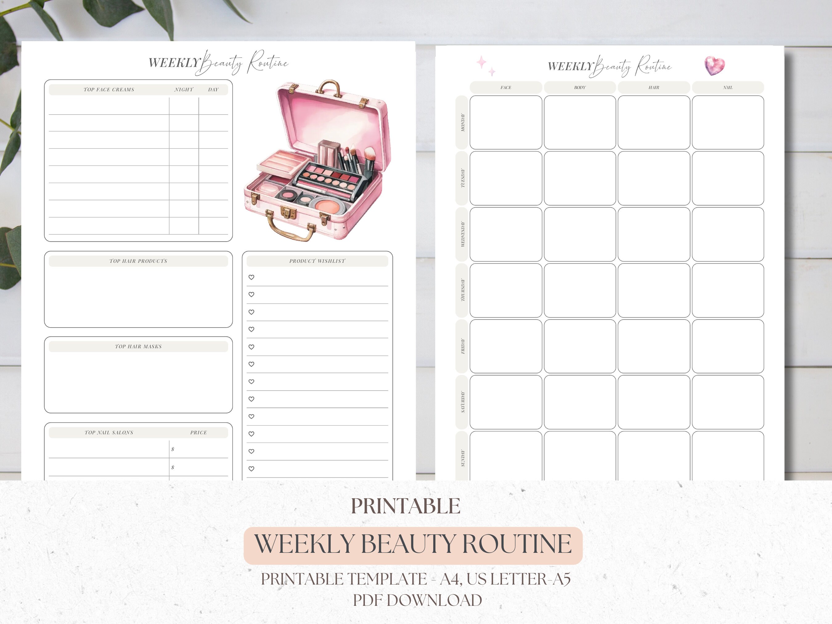 Printable Weekly Beauty Routine Planner | Skincare & Beauty Tracker ...