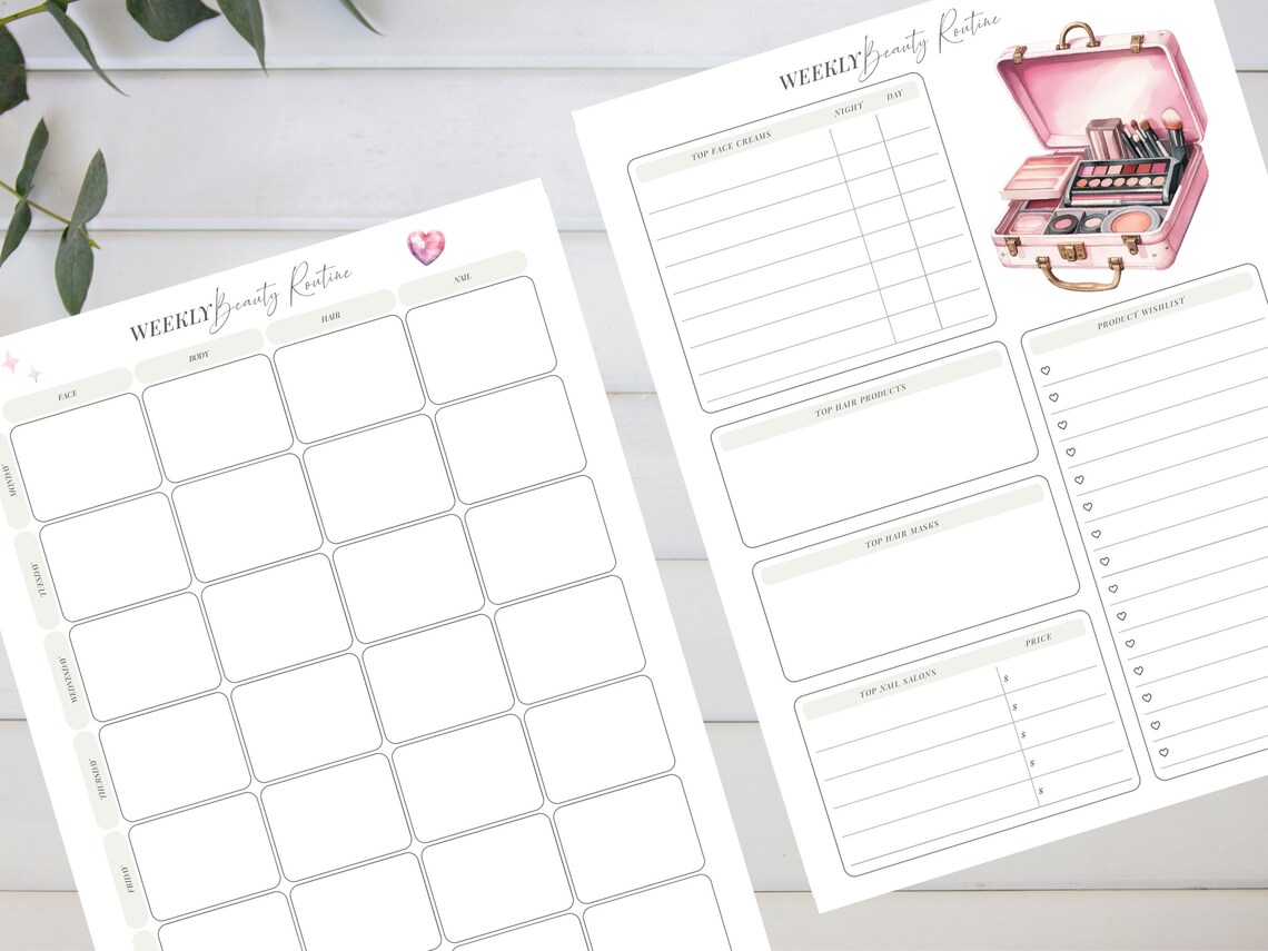 Printable Weekly Beauty Routine Planner | Skincare & Beauty Tracker ...