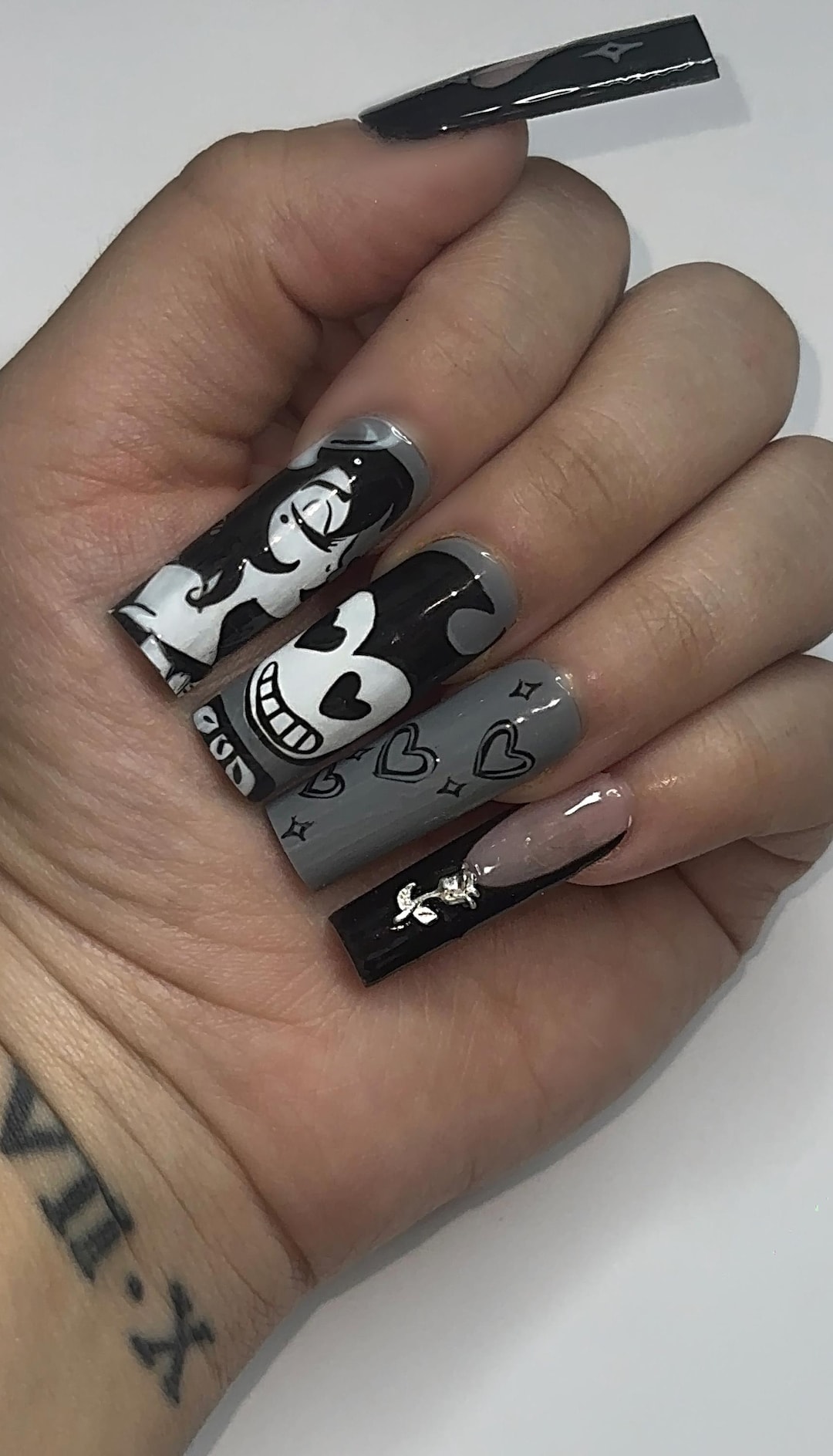 Alice Angel and Bendy Valentine’s Day Nails Set - Etsy
