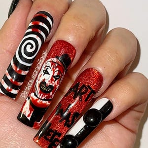 Art the Clown Inspired by the Movie the Terrifier, 10 Pc Press on Nails ...
