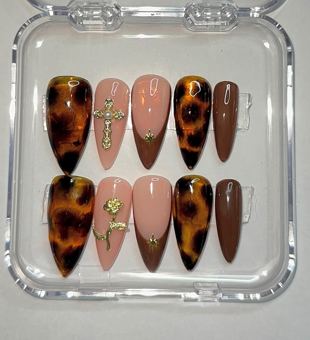Fall Tortoise Shell Nails - APRES Stilletto Medium - Etsy