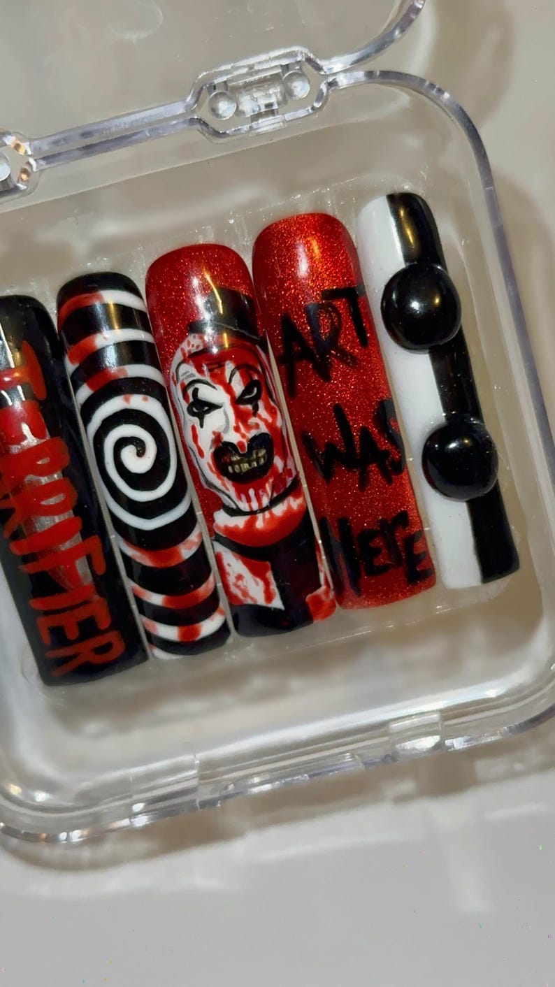 Art the Clown Inspired by the Movie the Terrifier, 10 Pc Press on Nails ...