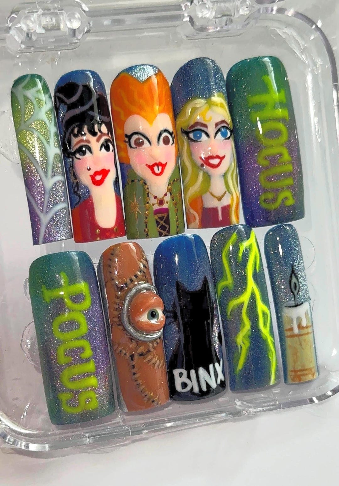 Hocus Pocus Press-on Nails: Sanderson Sisters Halloween Nail Set - Etsy