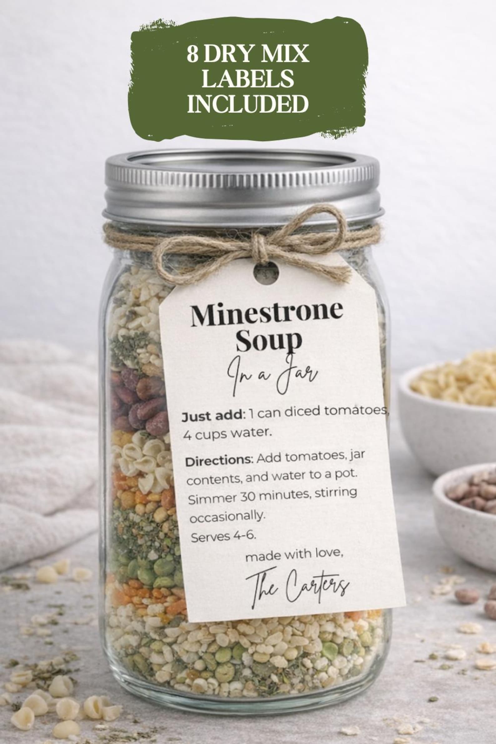 Editable Mason Jar Meal Mix Labels | Printable Food Gift Tags | Canva ...