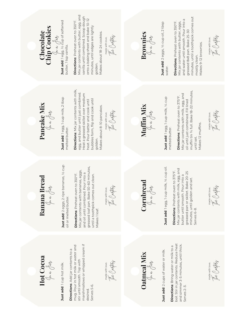 Editable Mason Jar Baking Mix Labels | Printable Food Gift Tags | Canva ...
