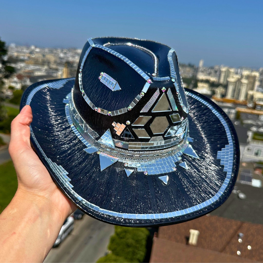 Disco Space Cowboy Silver Star Hat Cosmic Cowgirl Outfit Black ...